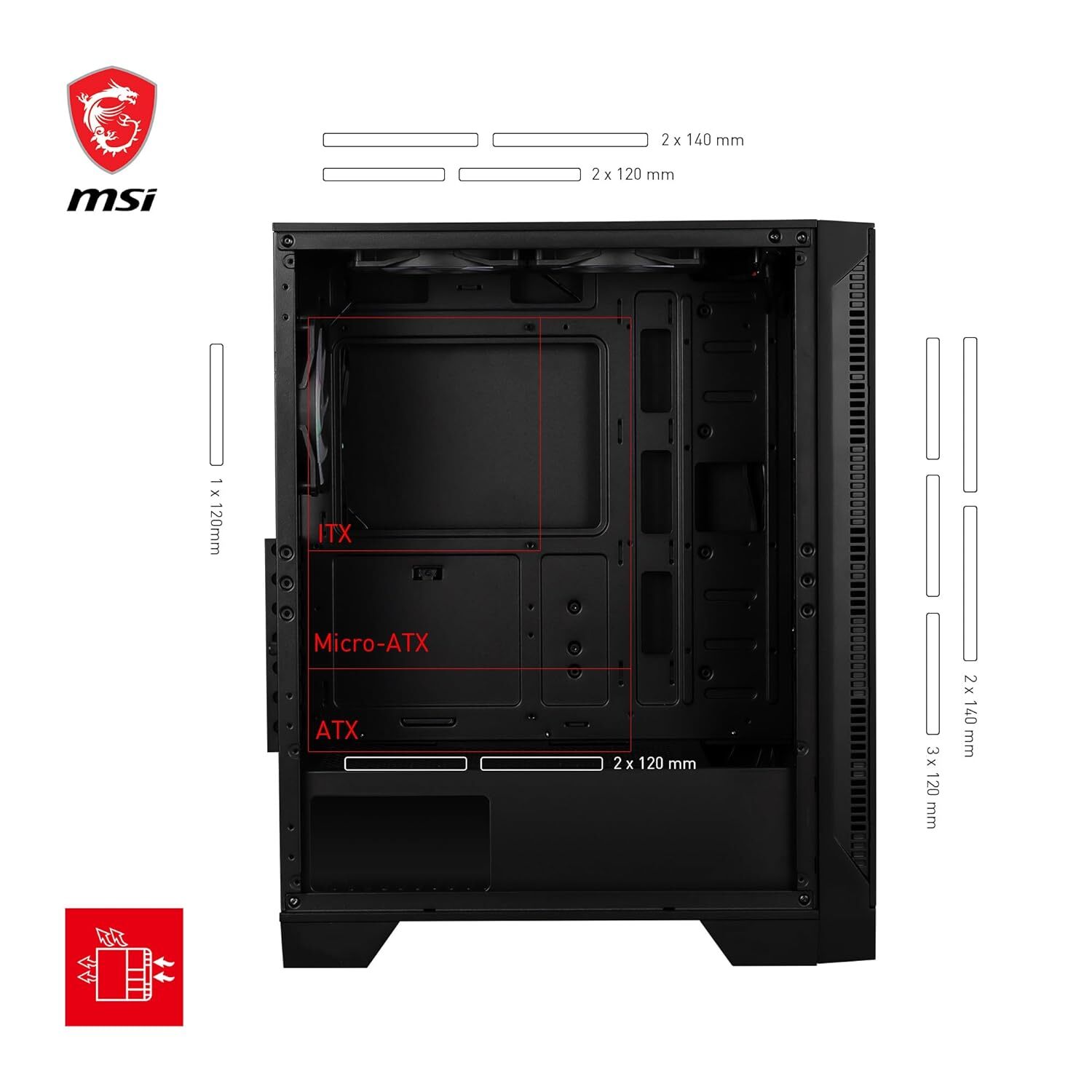 MSI MAG Forge 120R ATX Tempered Glass RGB PC Gaming Case | Falcon Computers