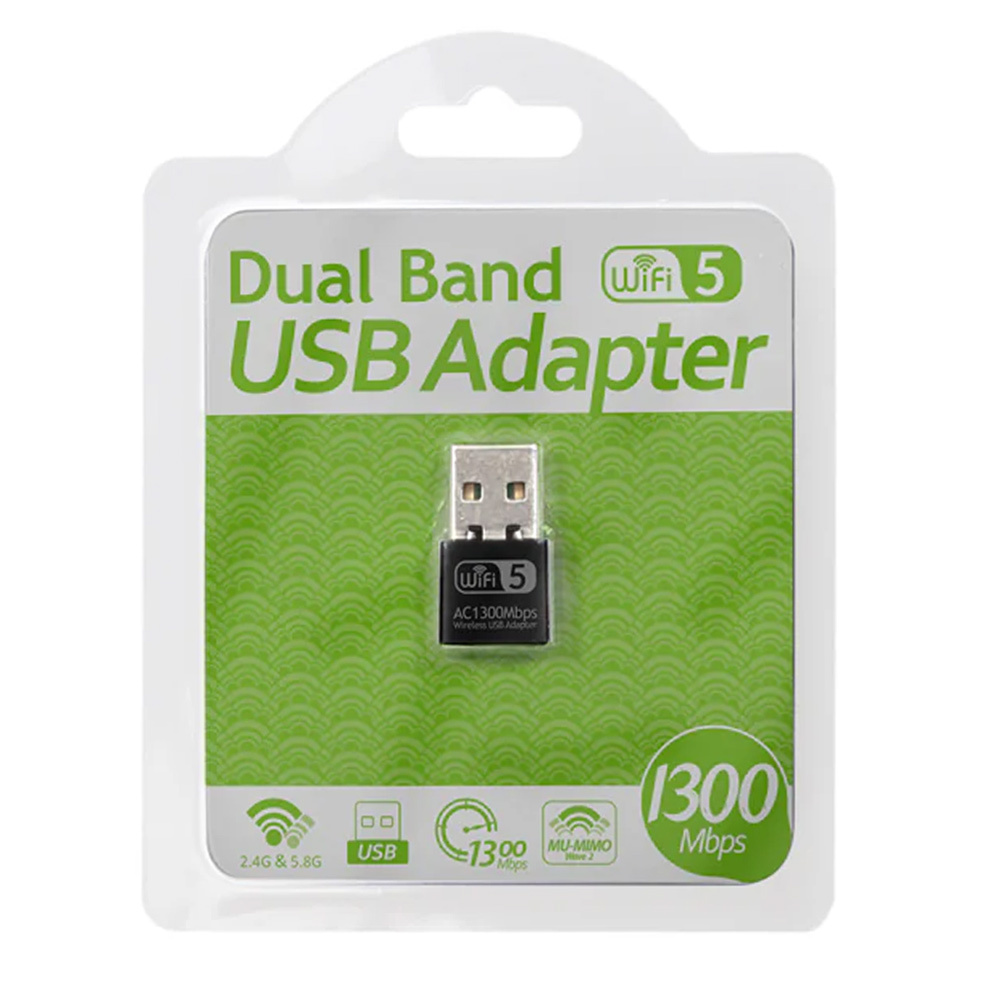 JEDEL Dual Band 2.4/5Ghz 1300Mbps Wireless Usb Wifi Network Adapter ...