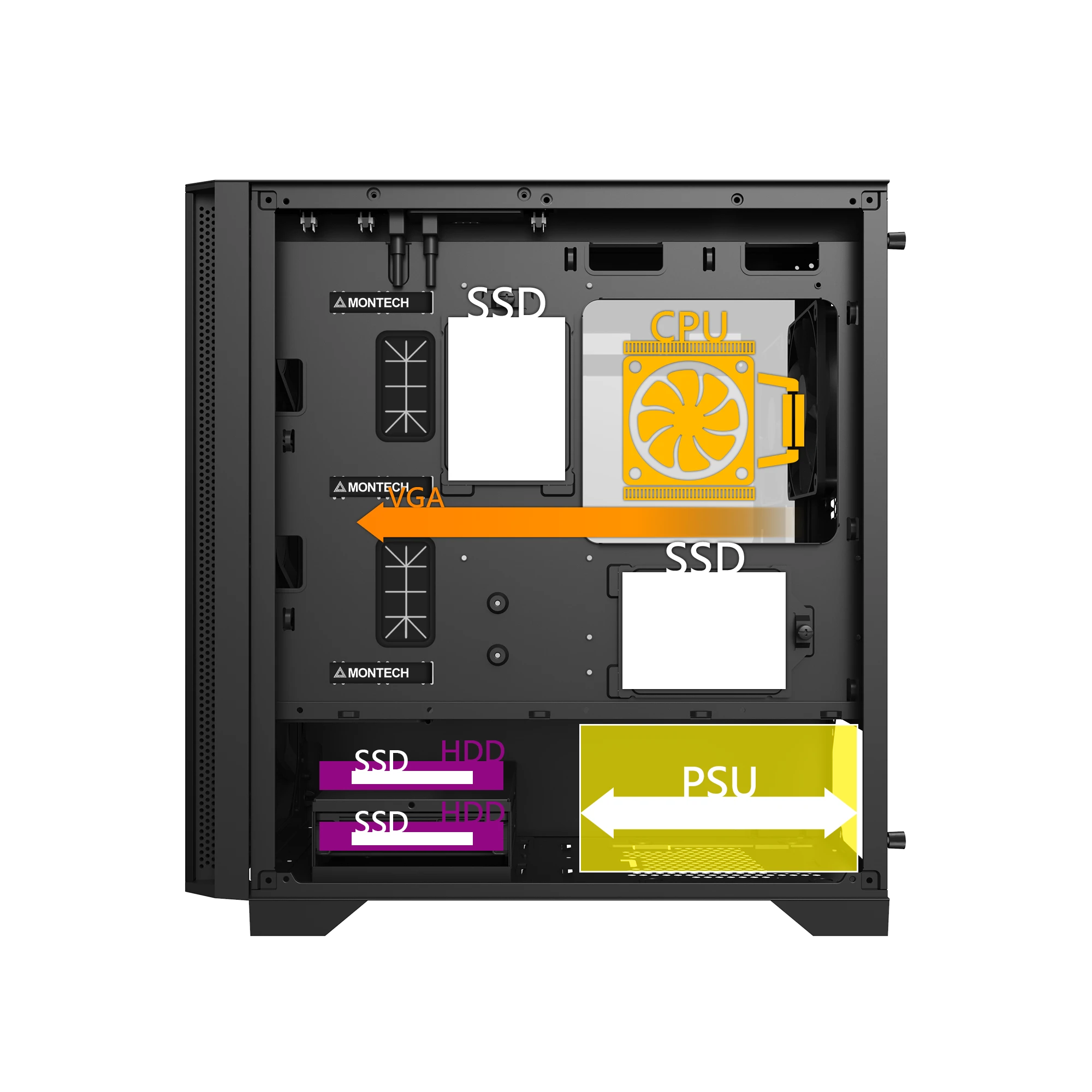 Montech AIR 100 ARGB Tempered Glass micro ATX Case with 4x RGB Fans ...